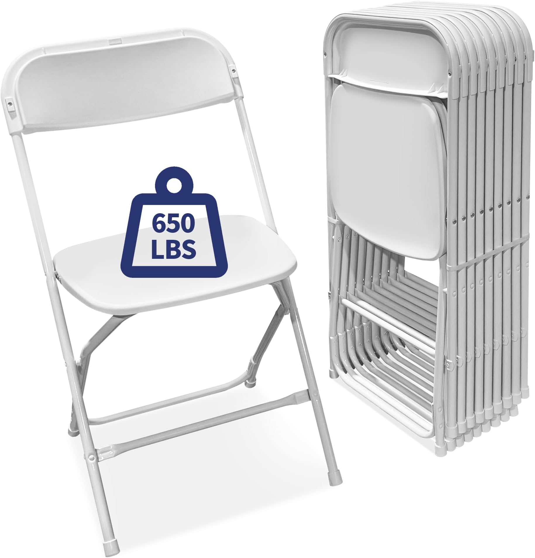 Amazon.com: hiLISS White Folding Chairs 10-Pack,Portable Events Chairs ...
