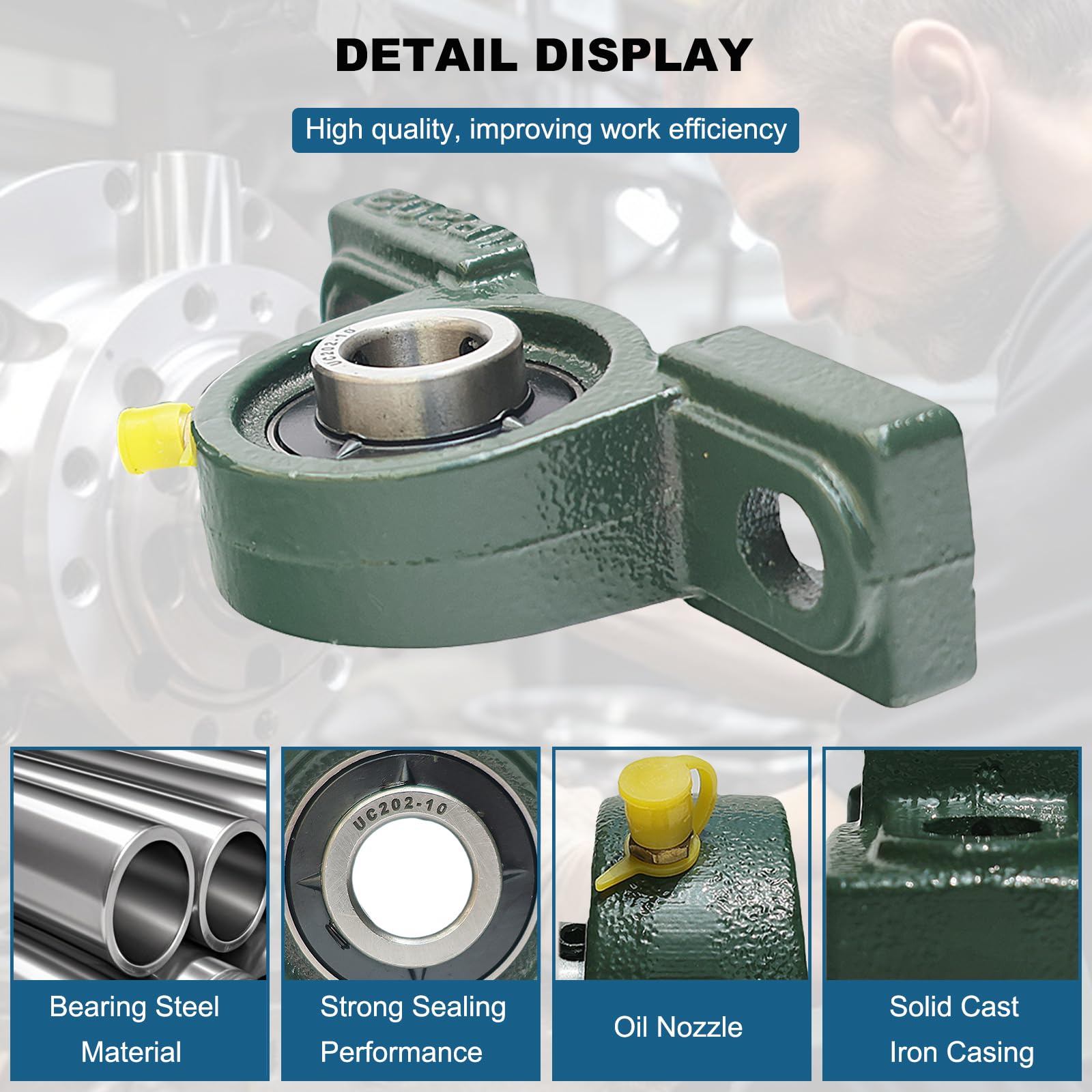 Snapklik.com : Tonmp 4 Pack UCP202-10 Pillow Block Bearing
