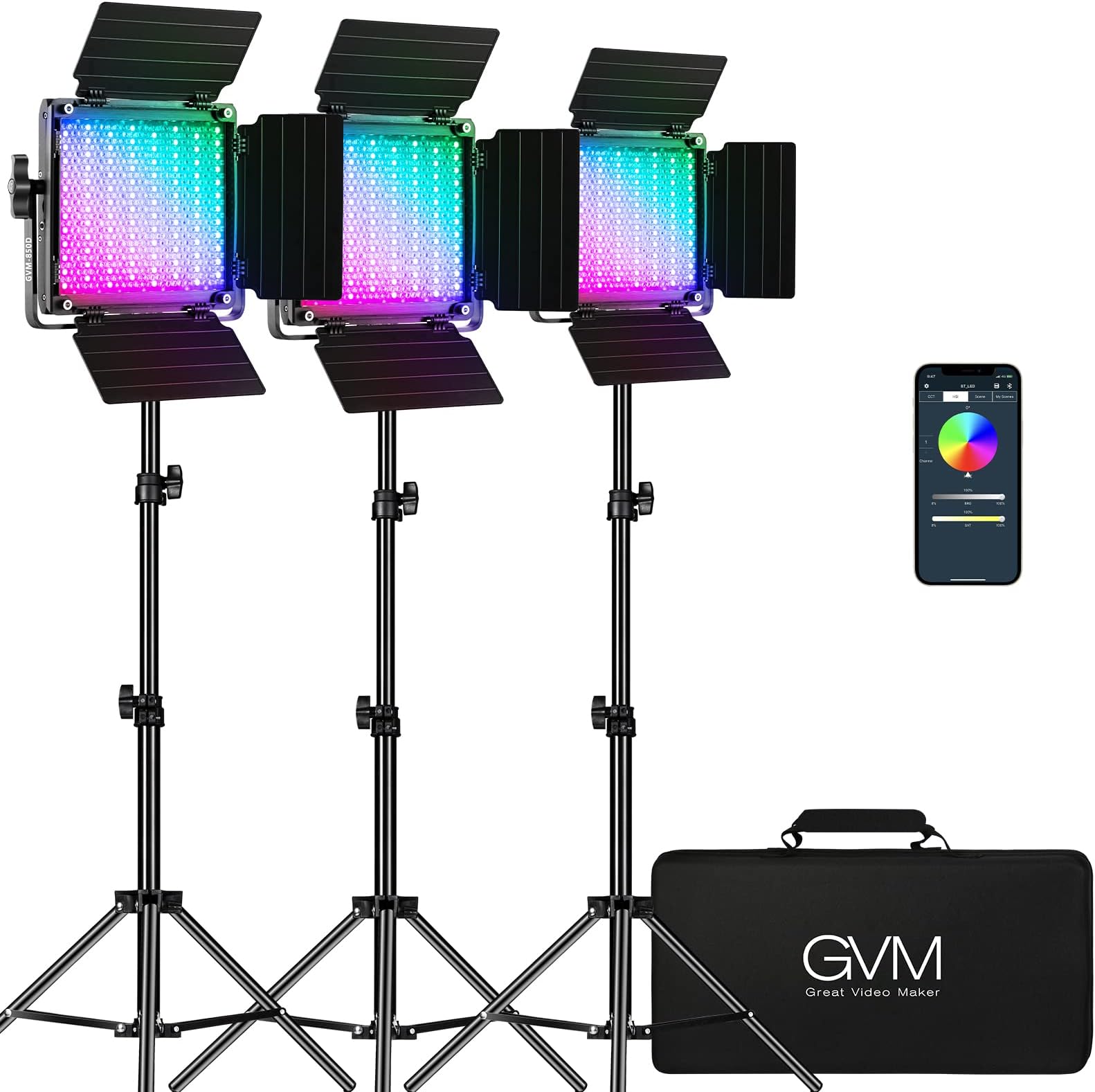 GVM RGB Video Lighting, 360° Full Color Led Video Light with APP ...