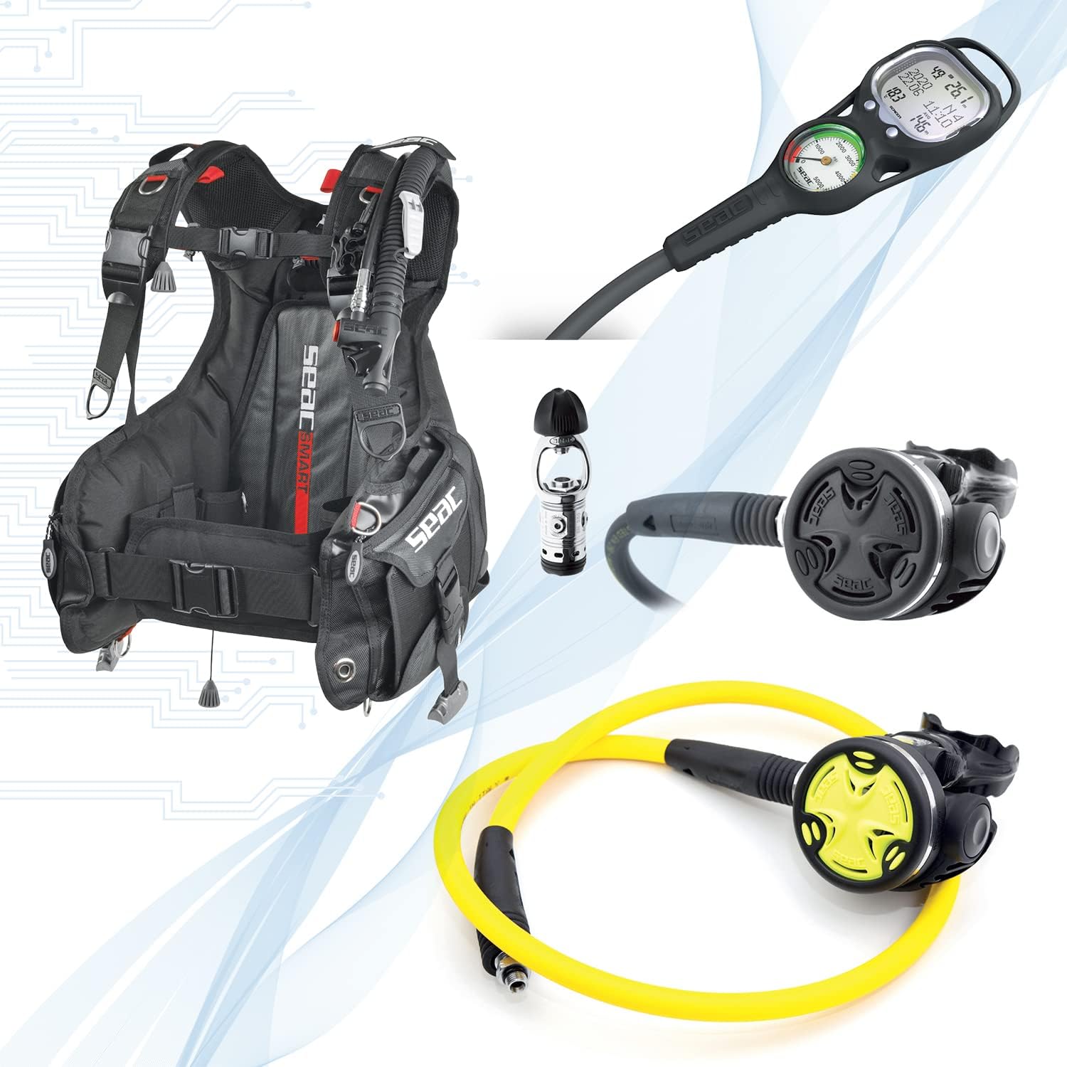Amazon.com : Seac Smart Screen, Scuba Diving Equipment Kit with BCD ...