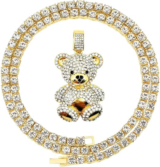 Mens Iced Out Silver Gold Diamond Nba 38 Baby Monkey Young boy Pendant ...