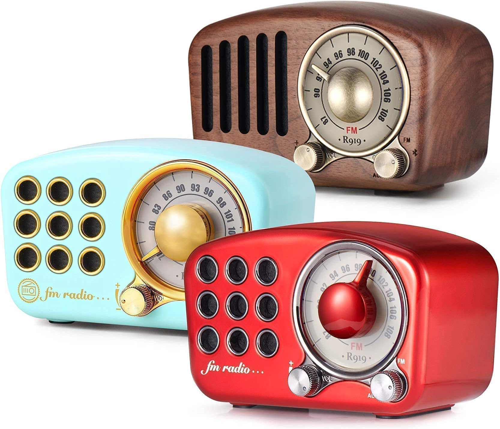 Amazon.com: Greadio Vintage Radio Retro Bluetooth Speaker Wooden FM ...