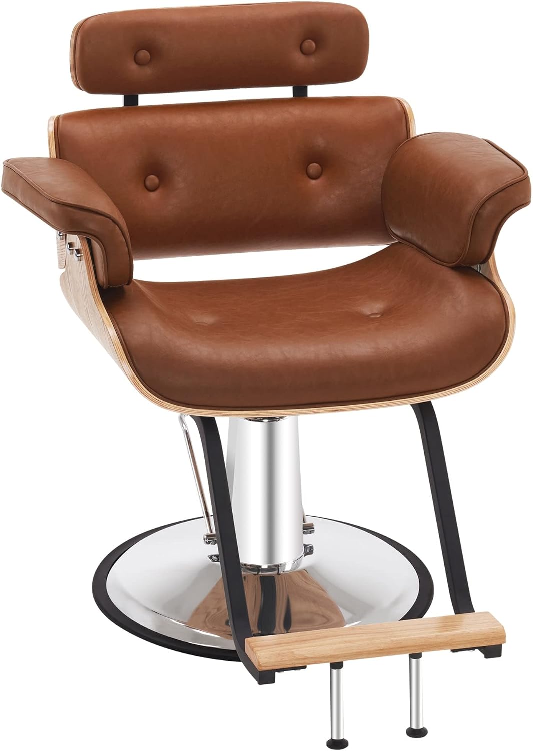 Amazon.com: BarberPub Bend Wooden Salon Chair Hydraulic Barber Chair ...