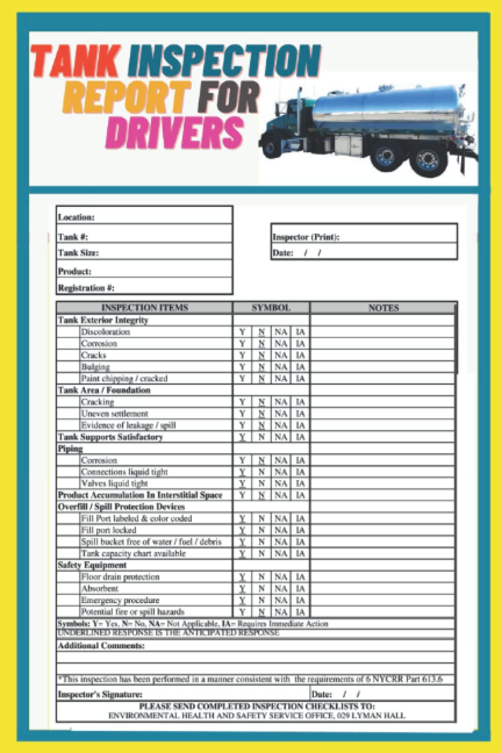 TANK INSPECTION REPORT FOR DRIVERS: TANK INSPECTION CHECKLIST FORM FOR ...