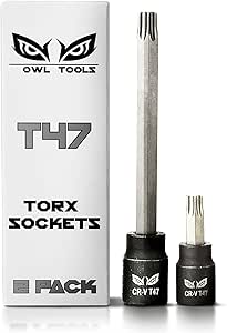 T47 Torx Socket - 3/8 Drive - 2 Pack Includes 3.5" Long Bit & 1" Bit ...