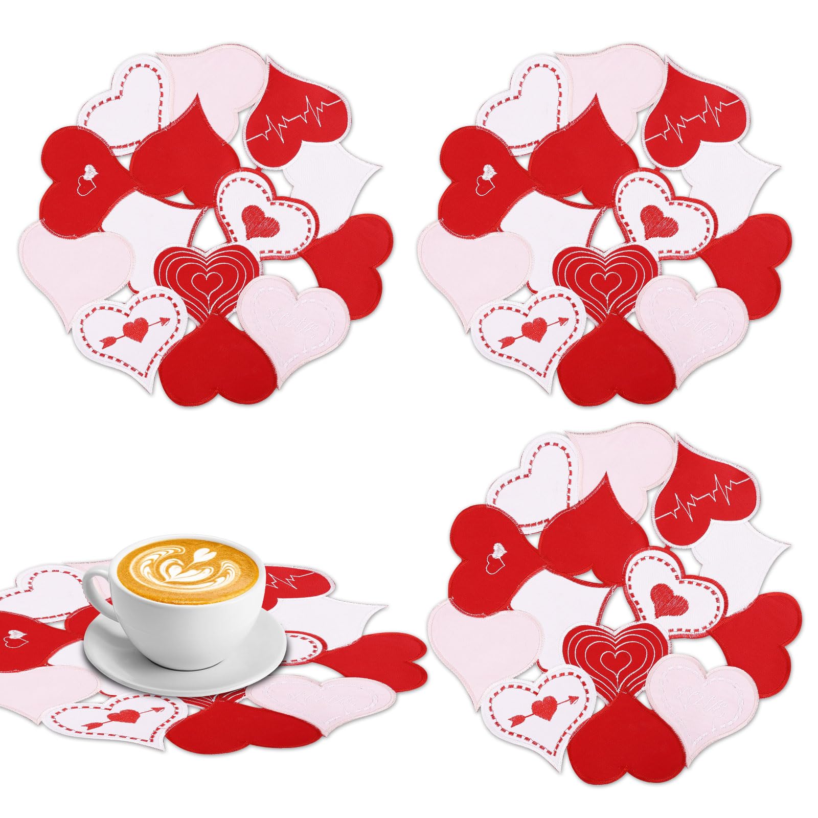 Amazon.com: 4pcs 15 Inch Round Valentine's Day Placemats, Red ...