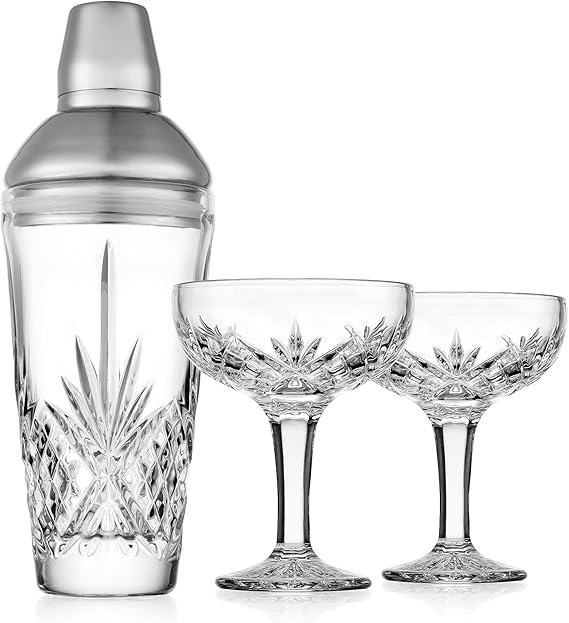 Amazon.com: Godinger Cocktail Shaker and Cocktail Glasses Bar Set ...