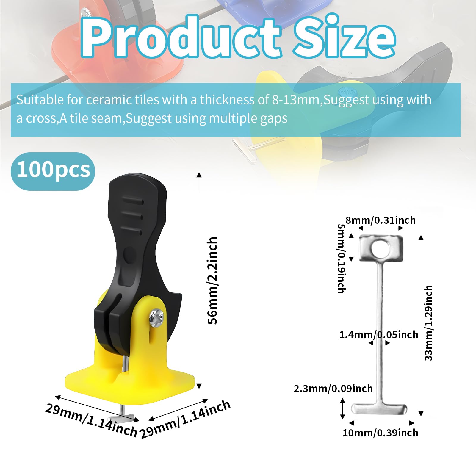 Tile Levelling System, 2 mm, 100 Pieces, Tile Laying Aid, Reusable ...