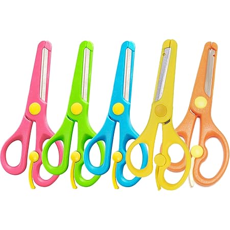 Amazon.com: 5 Pack Plastic Scissors for Kids,Colorful Safety Craft ...