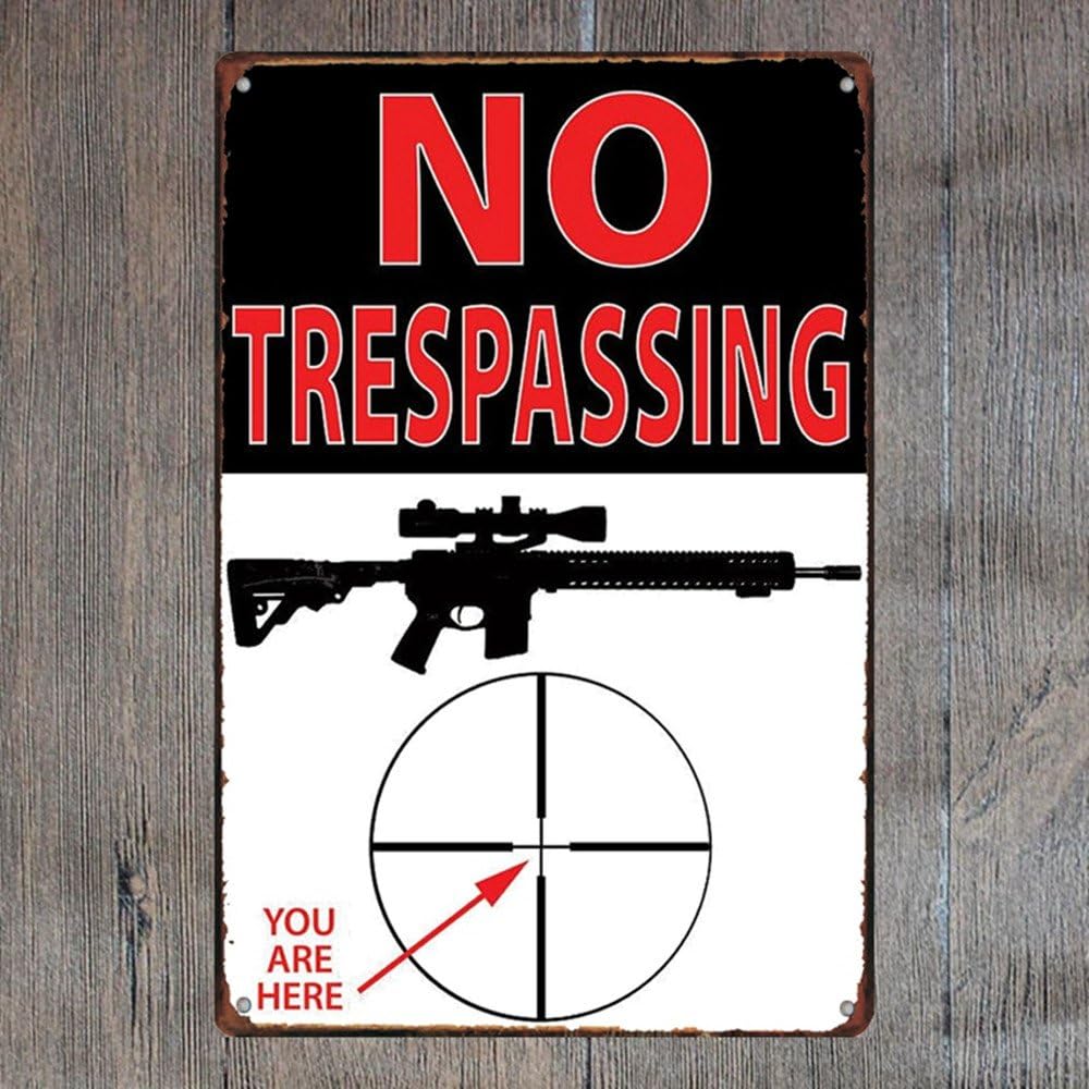 No Trespassing - Sniper Shooting Metal Warning Sign 12" x 8": Amazon ...