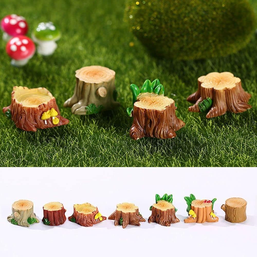 Amazon.com: HomeSoGood 7 Pieces Mini Tree Stump Miniature Figurine ...
