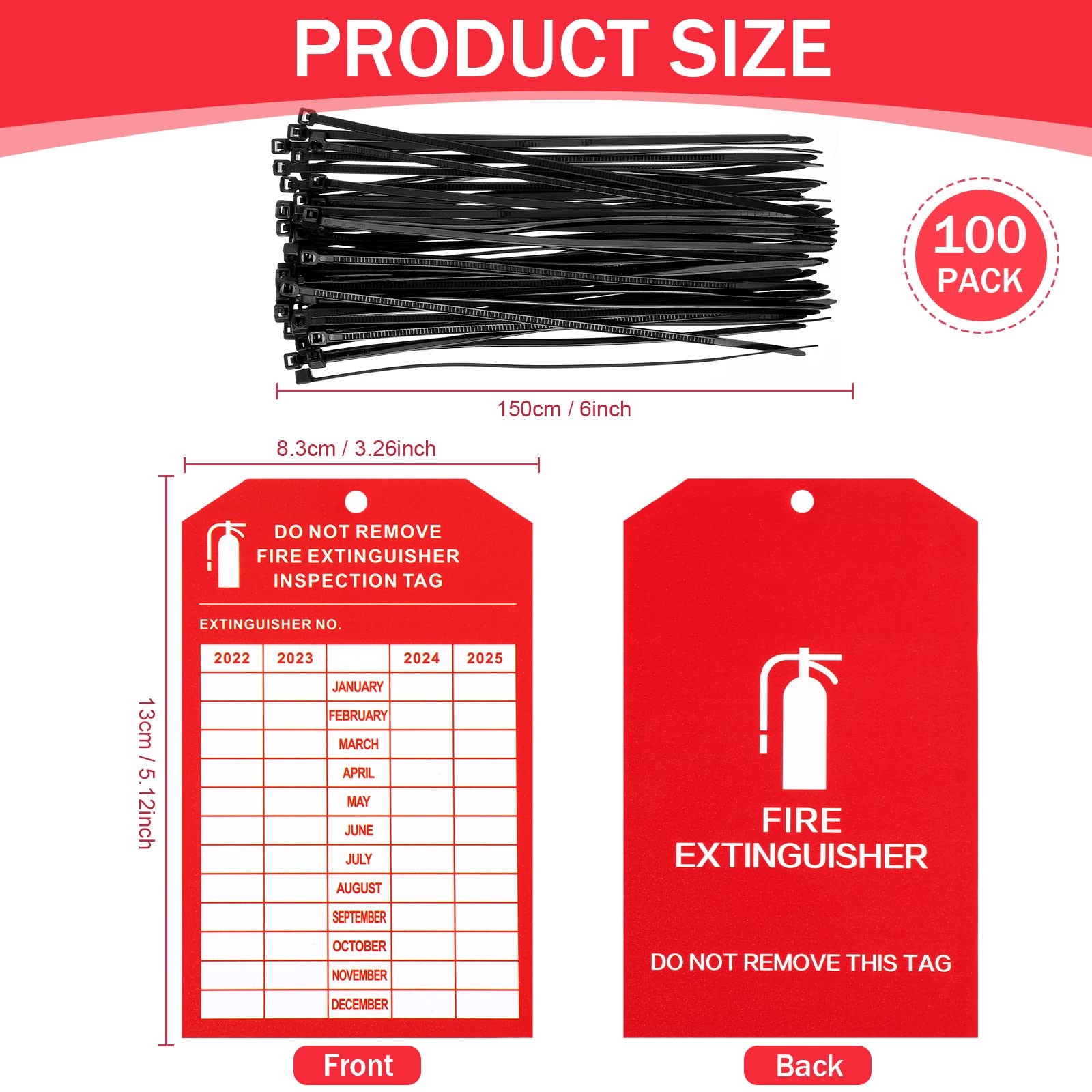 Fire Extinguisher Inspection Tags 200 Pack Metal 4-Year (2025-2028 ...
