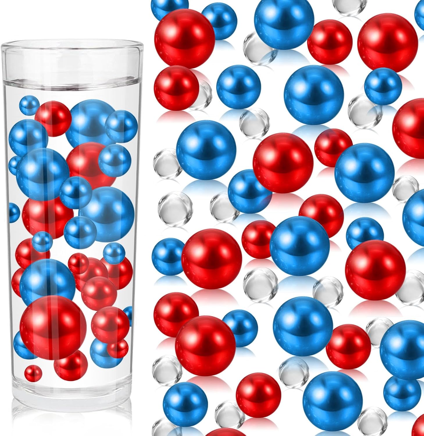 Amazon.com: 200PCS Red Blue Floating Pearls, Red Blue Marbles for Vases ...