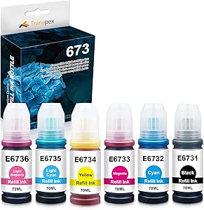 Amazon.com: Transpex Compatible Ink Bottle Replacement for 673 T673 ‎T6731 T6732 T6733 T6734 ...