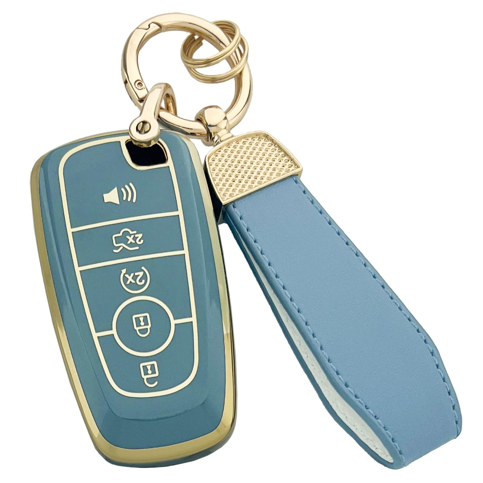 Amazon.com: Joouheax For Ford Key Fob Cover with Keychain, Full ...
