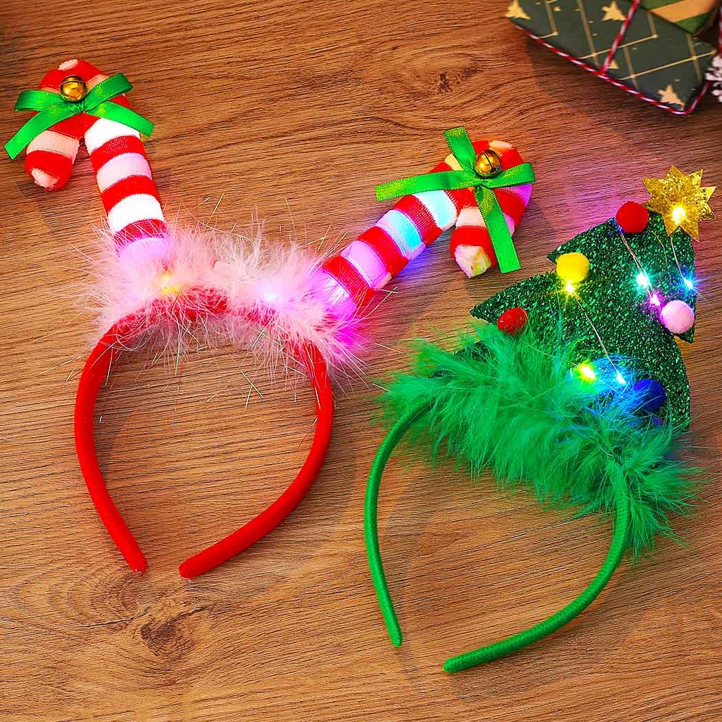Amazon.com : DRESBE Light Up Christmas Headbands LED Xmas Tree Headband ...