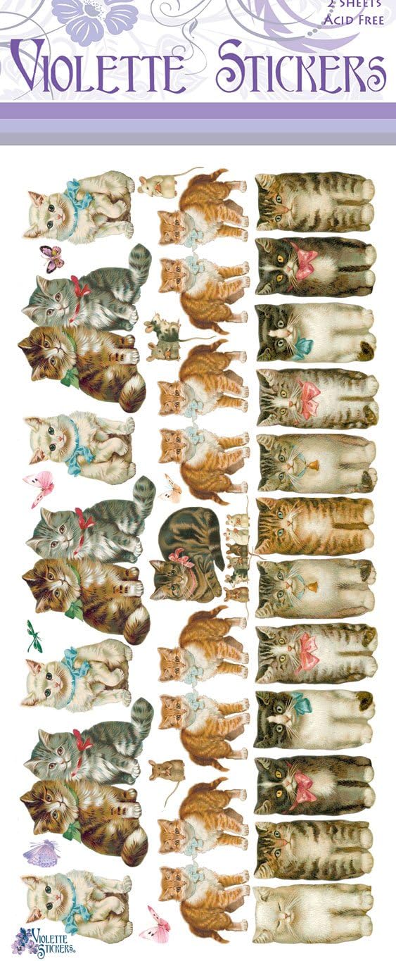 Amazon.com: Violette Stickers Row of Cats : Toys & Games