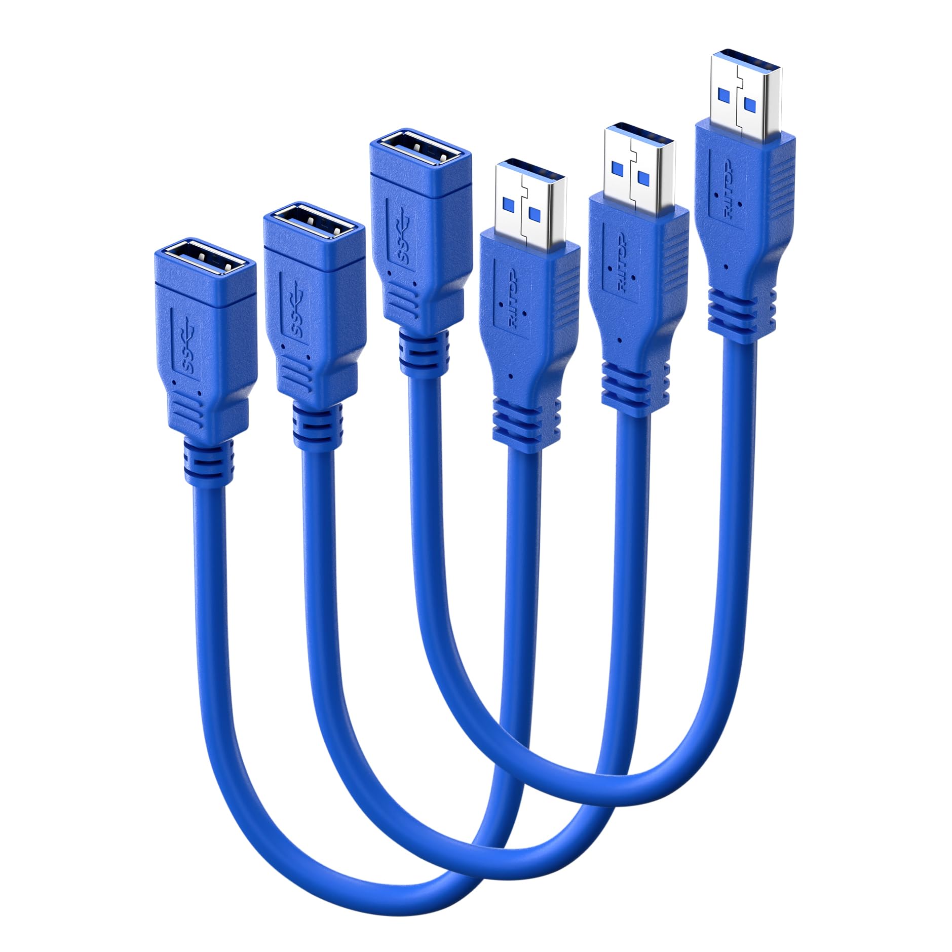 Amazon.com: RIITOP USB 3.0 Extension [1FT, 3-Pack], Short USB-A 3.0 ...
