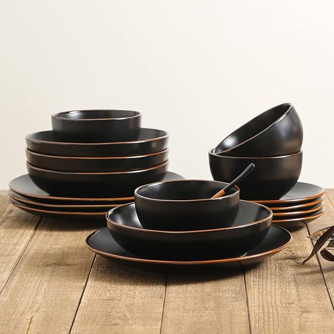 Amazon.com | Stone + Lain Brasa Stoneware 16-Piece Round Dinnerware Set ...
