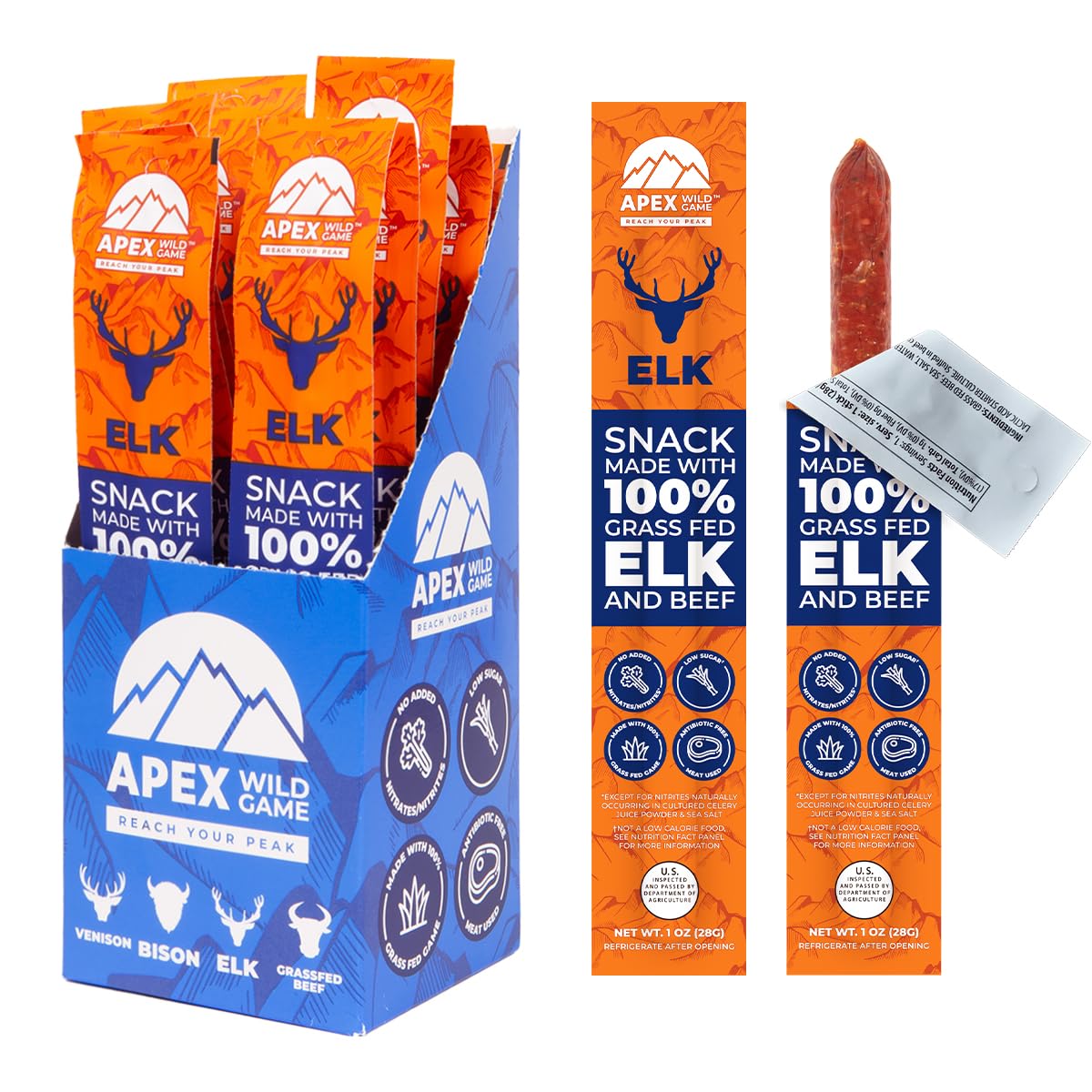 Amazon.com: Apex Wild Game, Grass Fed Meat Stick, Antibiotic Free ...