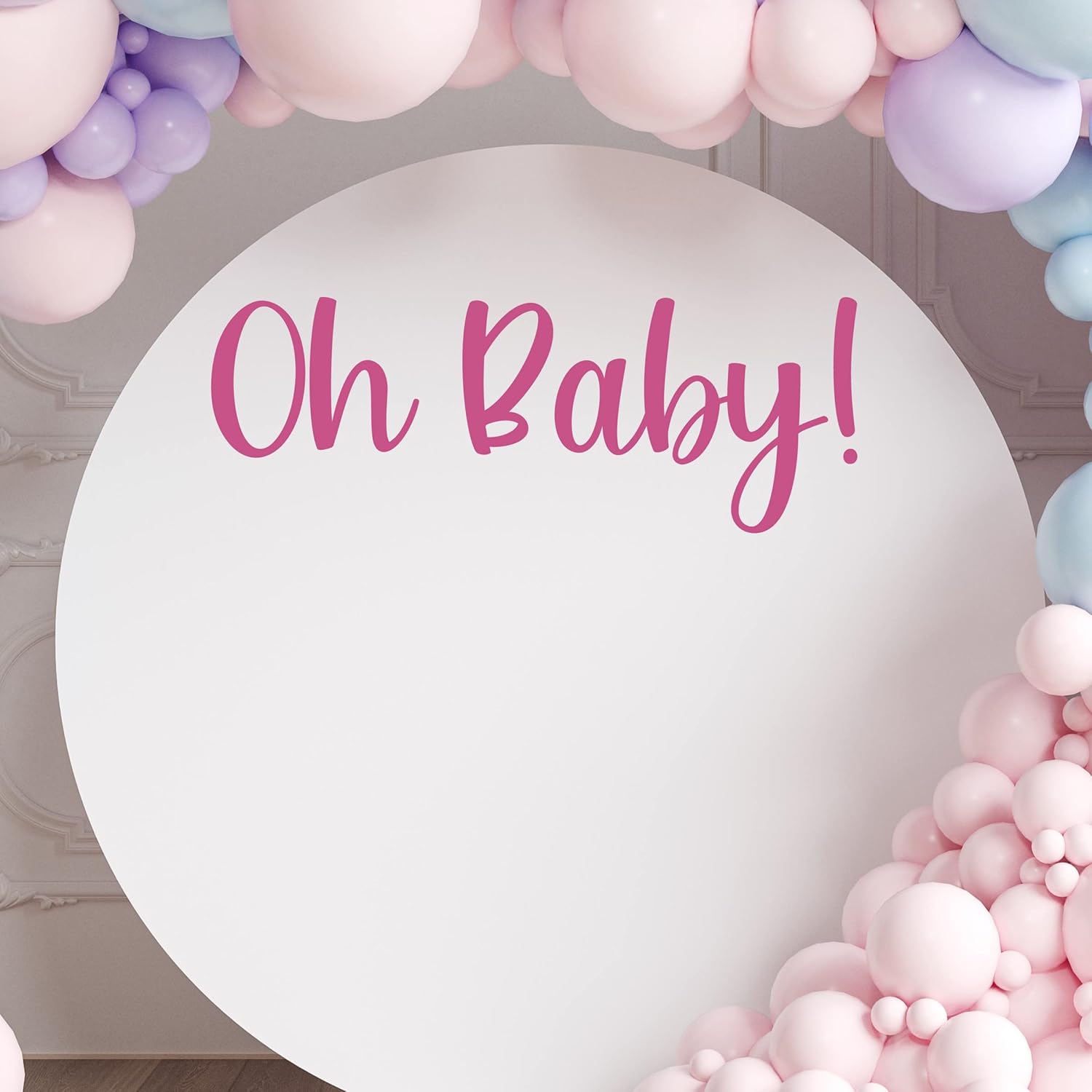 Amazon.com: Oh Baby! Baby Shower Decal, Oh Baby Round Backdrop Cover ...
