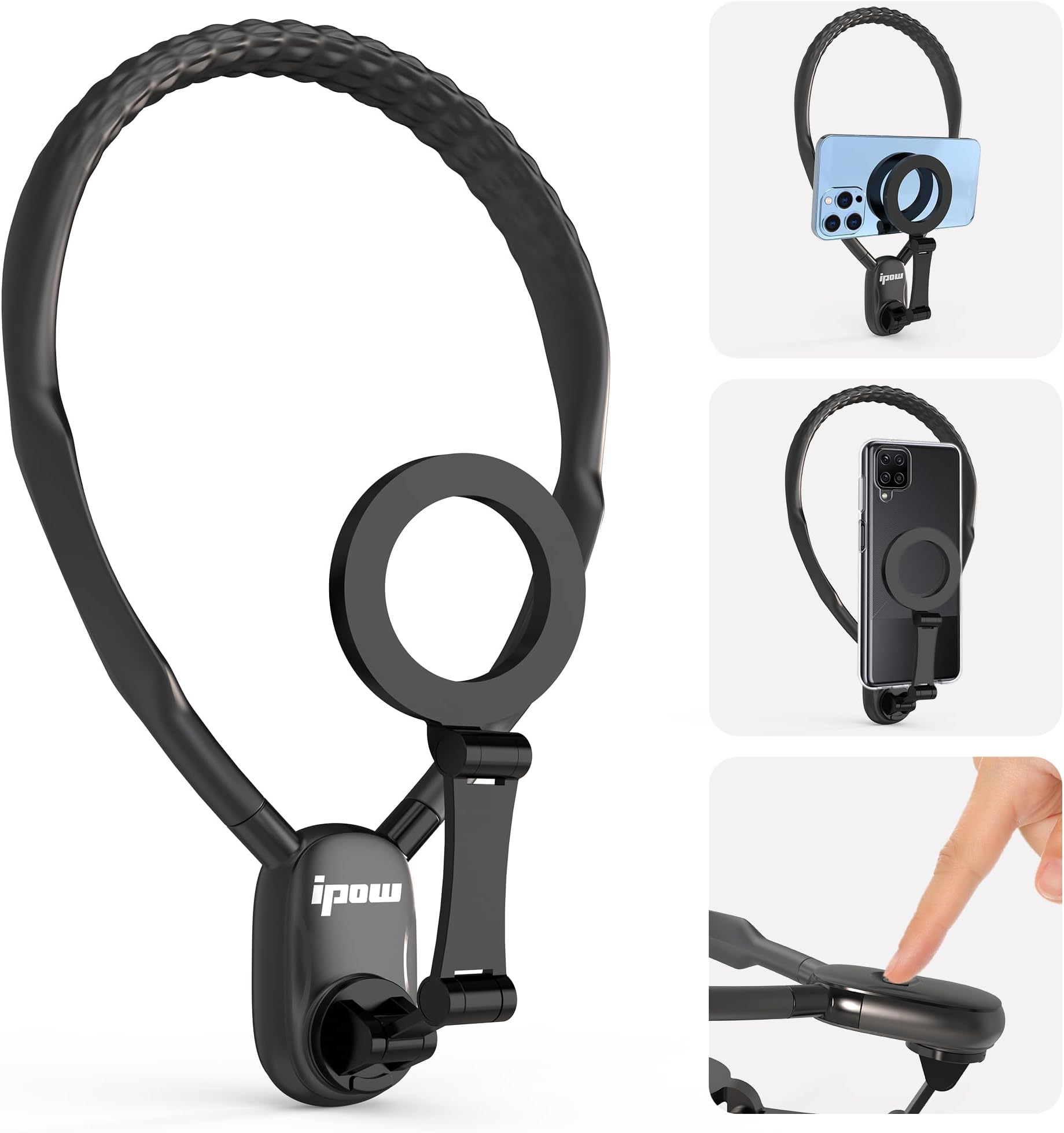 Amazon.com: IPOW Magnetic Neck Mount for Phones, Neck Cell Phone Holder ...