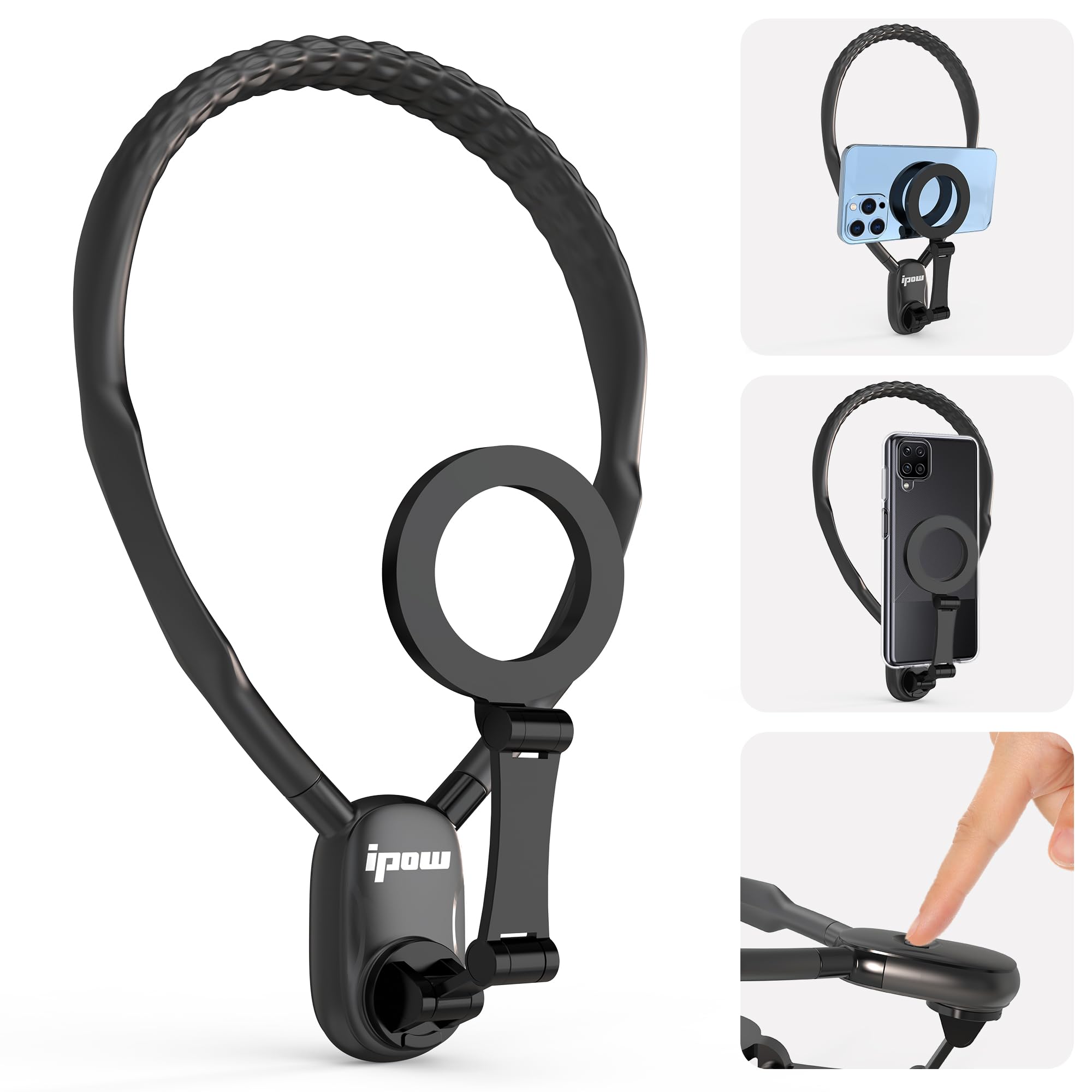 Amazon.com: IPOW Magnetic Neck Mount for Phones, Neck Cell Phone Holder ...