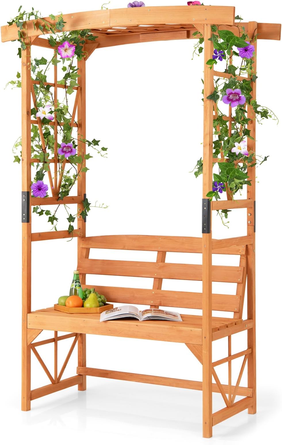Amazon.com: Giantex Garden Arch Trellis with Bench - 63''W x 79''H ...