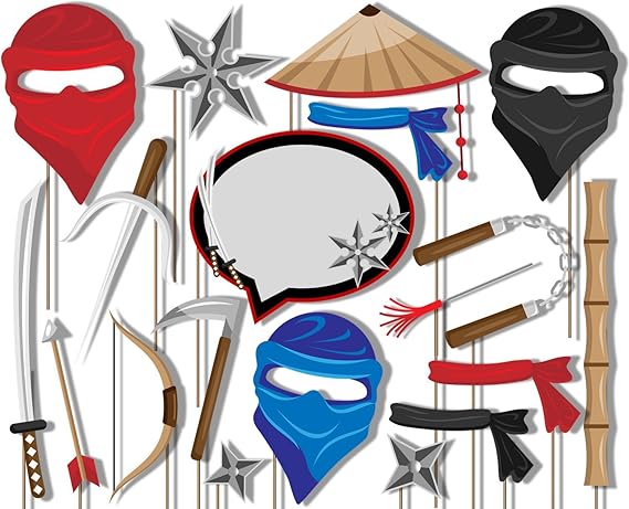 Amazon.com: Birthday Galore Ninja Warrior Photo Booth Props Kit - 20 ...