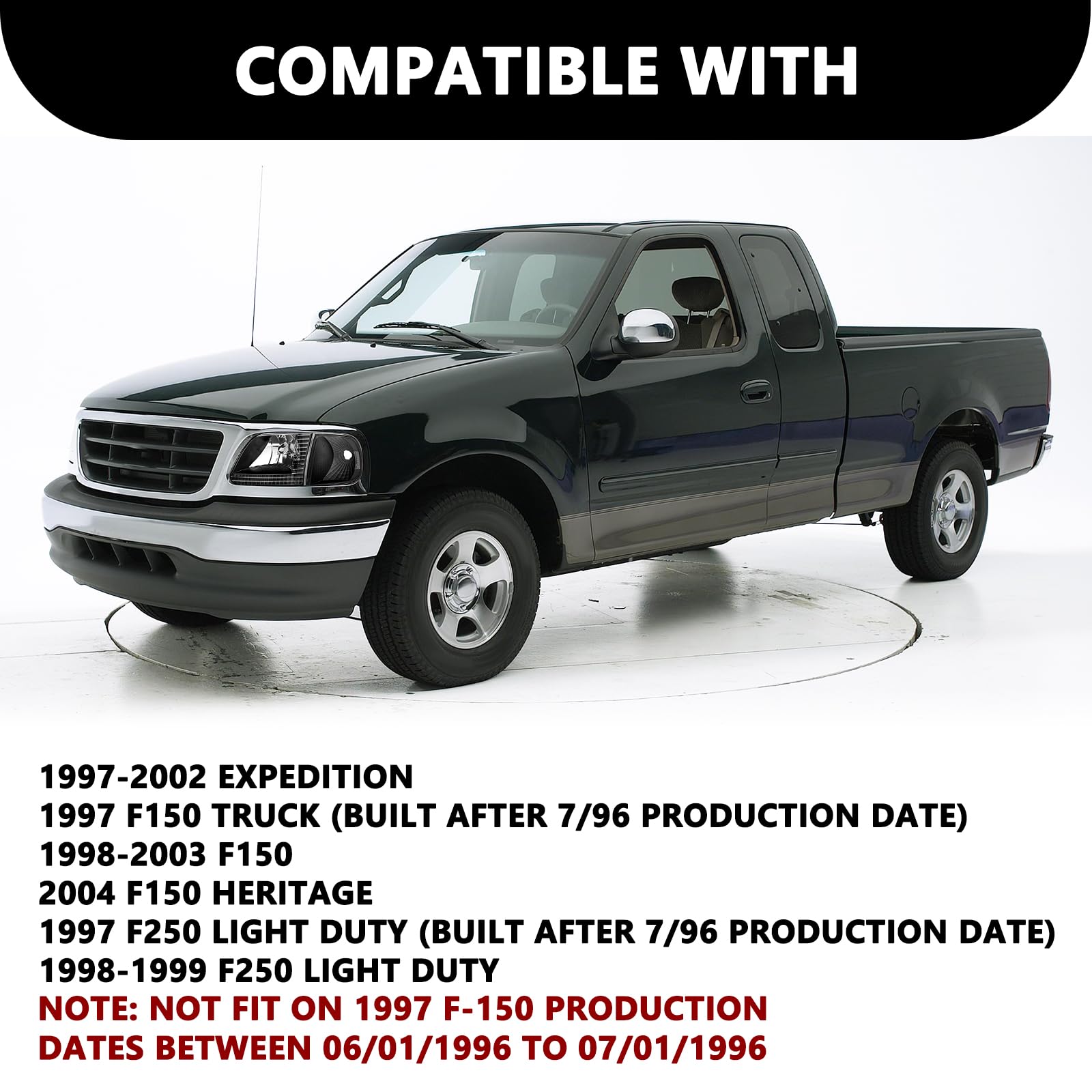 Snapklik.com : Aosky Headlight Assembly Compatible For 1997-2003 F150 ...