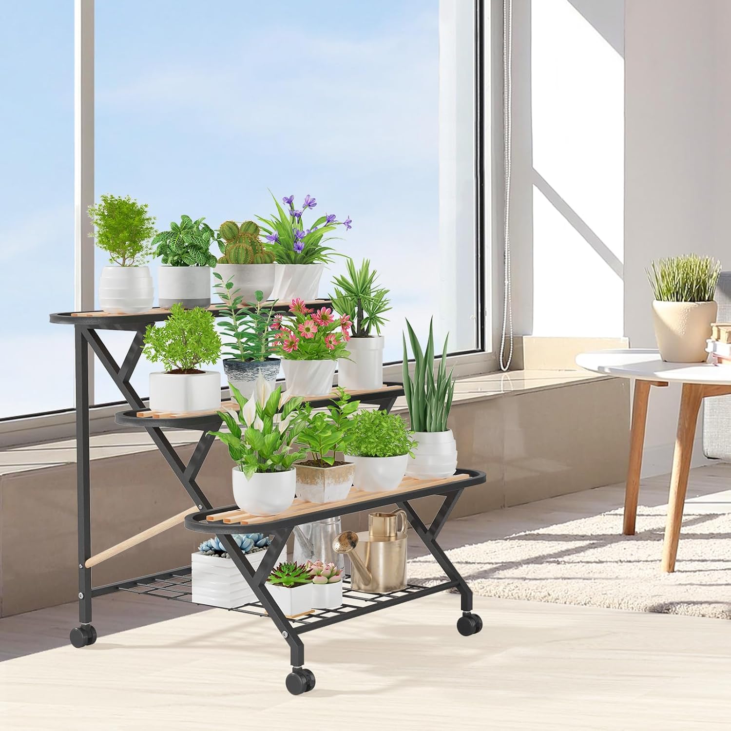 iDavosic.ly 3 Tier Metal Plant Stand Indoor Outdoor, Large Plant Ladder ...