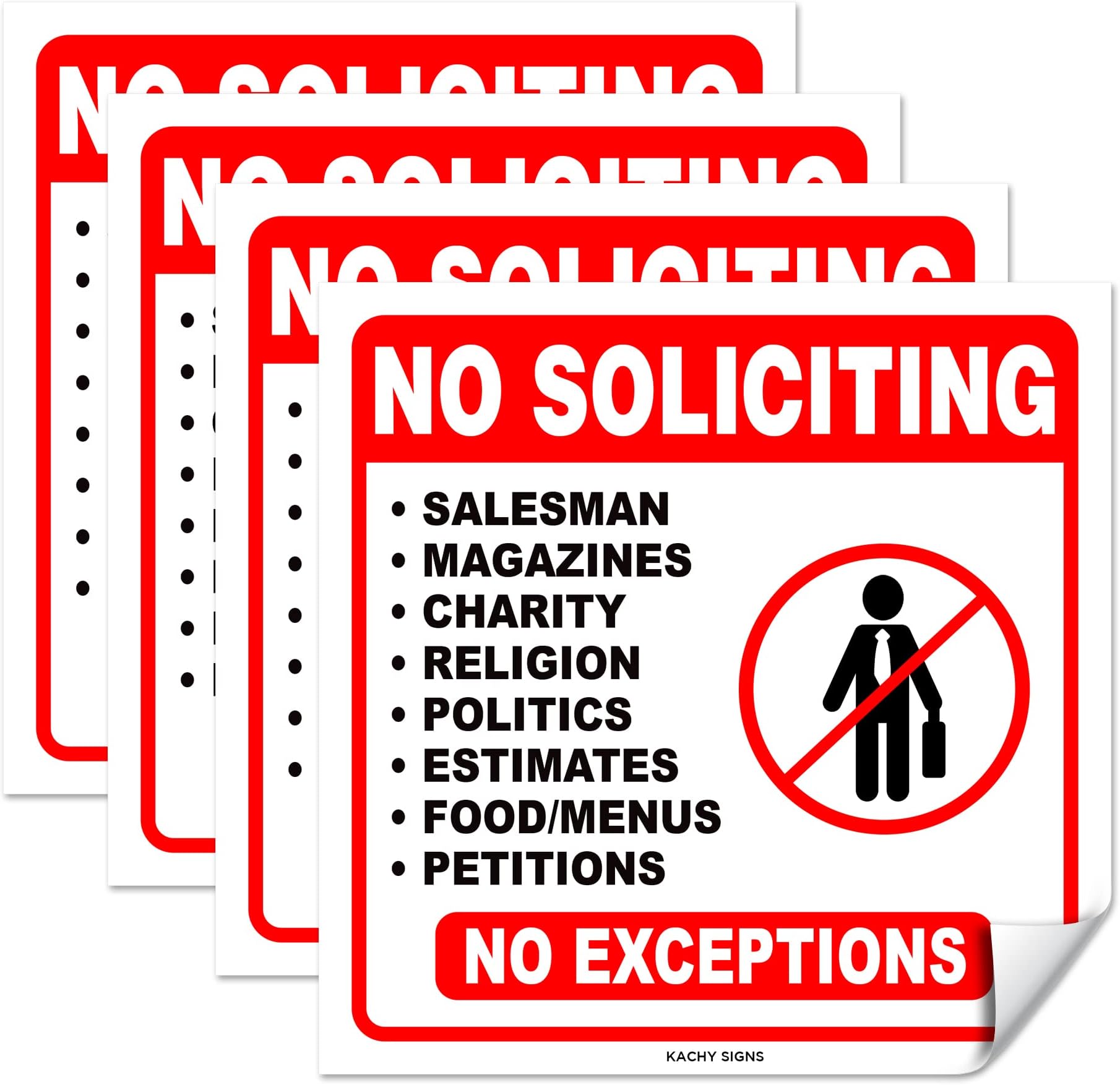 Amazon.com : (Set of 4) No Soliciting Sign - 6" x 6" - 4 Mil Vinyl ...