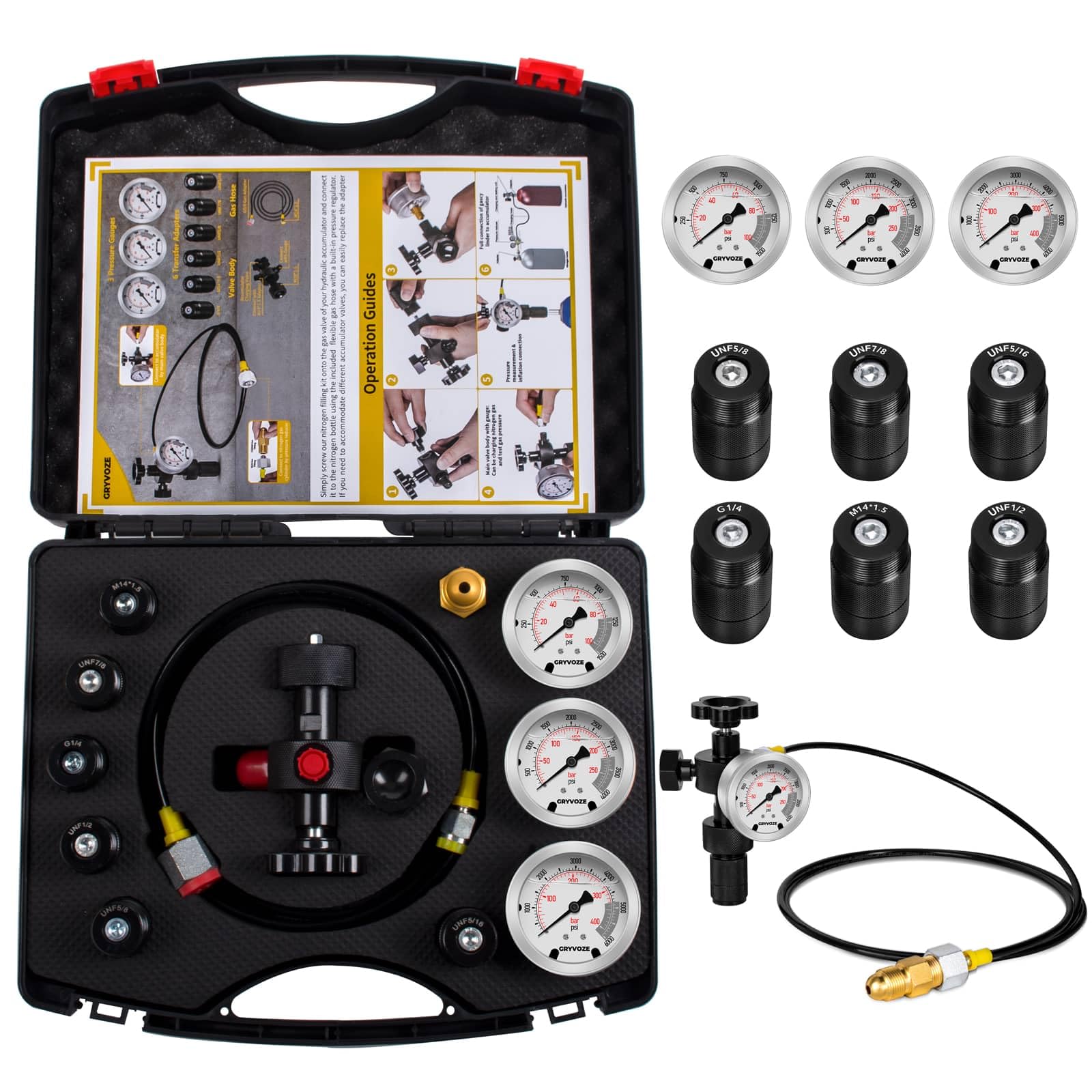 Snapklik.com : GRYVOZE Hydraulic Nitrogen Accumulator Charging Kit ...