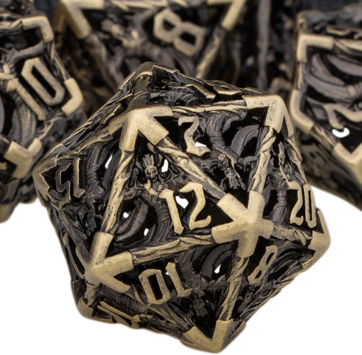 Amazon.com: ORIFANTOU Hollow DND Dice Set Metal Wizard Dice with Box ...
