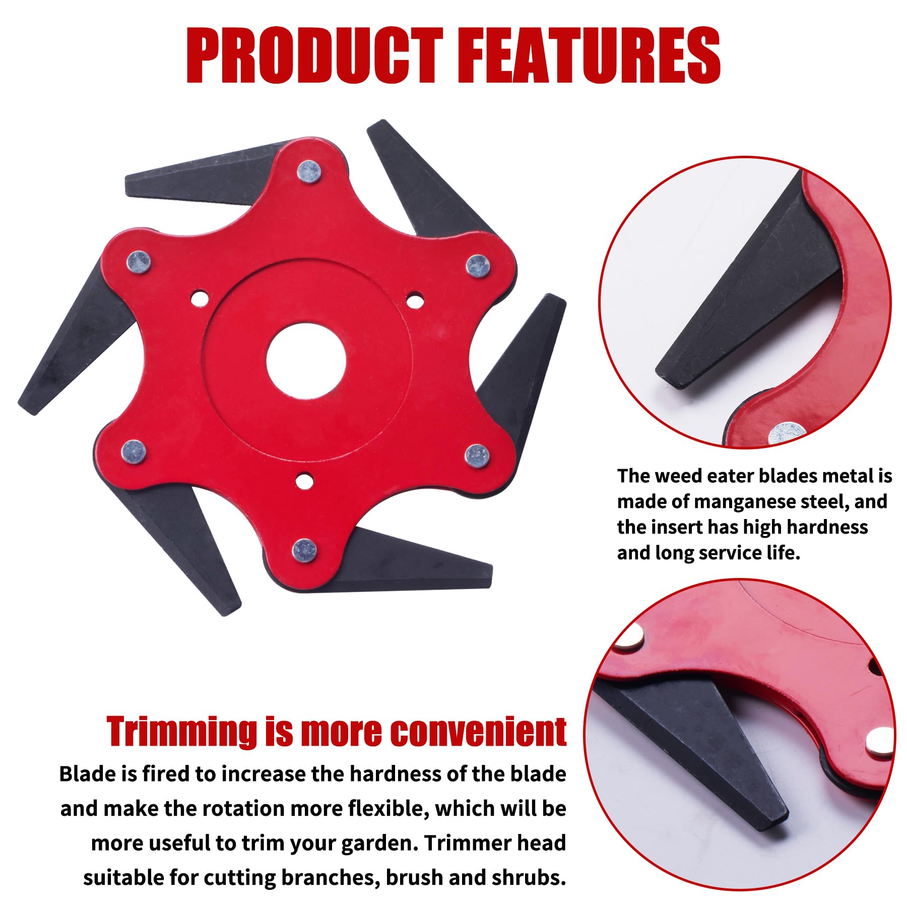 Snapklik.com : 9x36 Teeth Carbide Tipped Blades & Steel Trimmer Head 6 ...