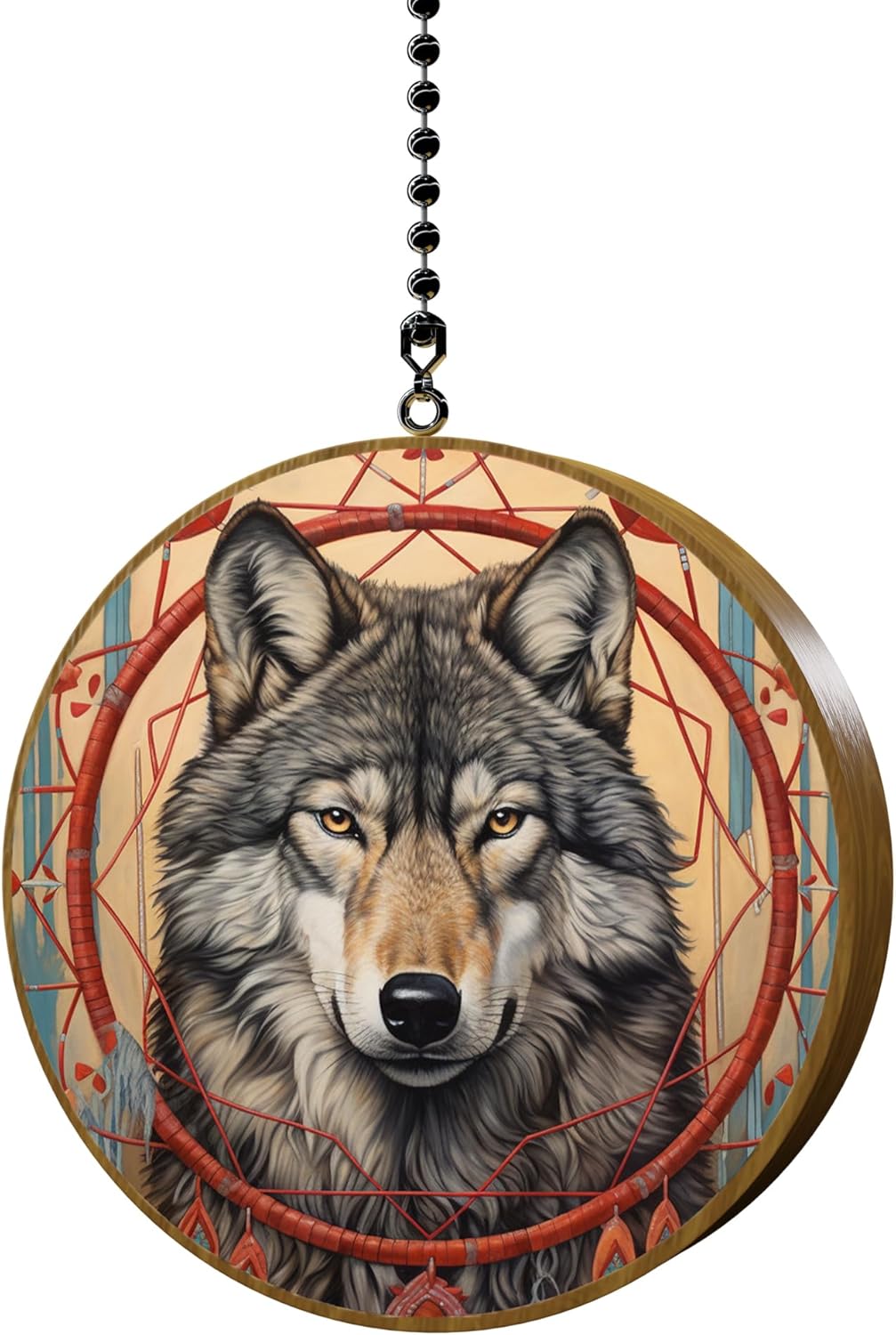 Amazon.com: Native American Dreamcatcher Wolf Hardwood Fan/Light Pull ...