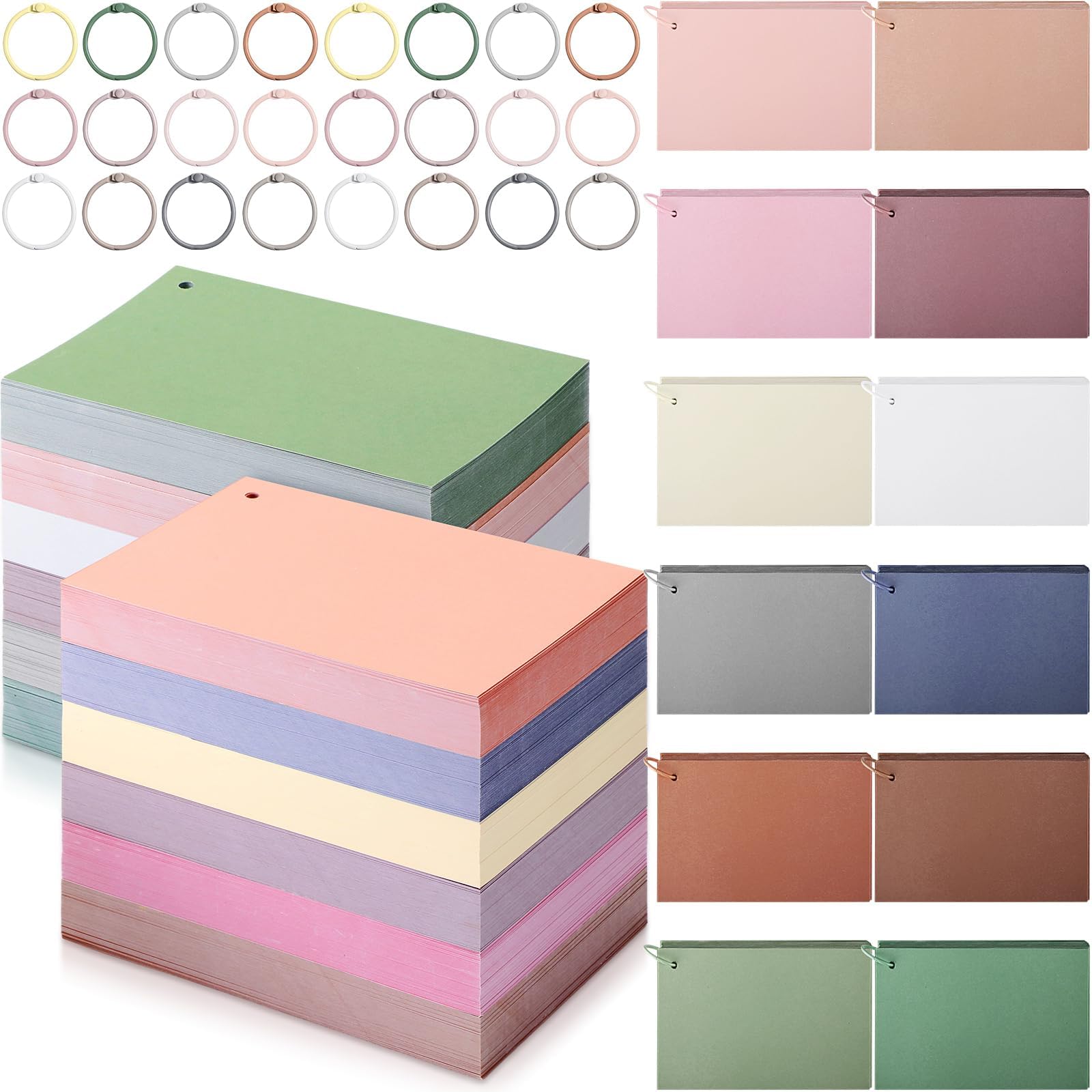 Amazon.com : Ctosree 1440 Pcs Index Cards with Ring 12 Color Morandi ...