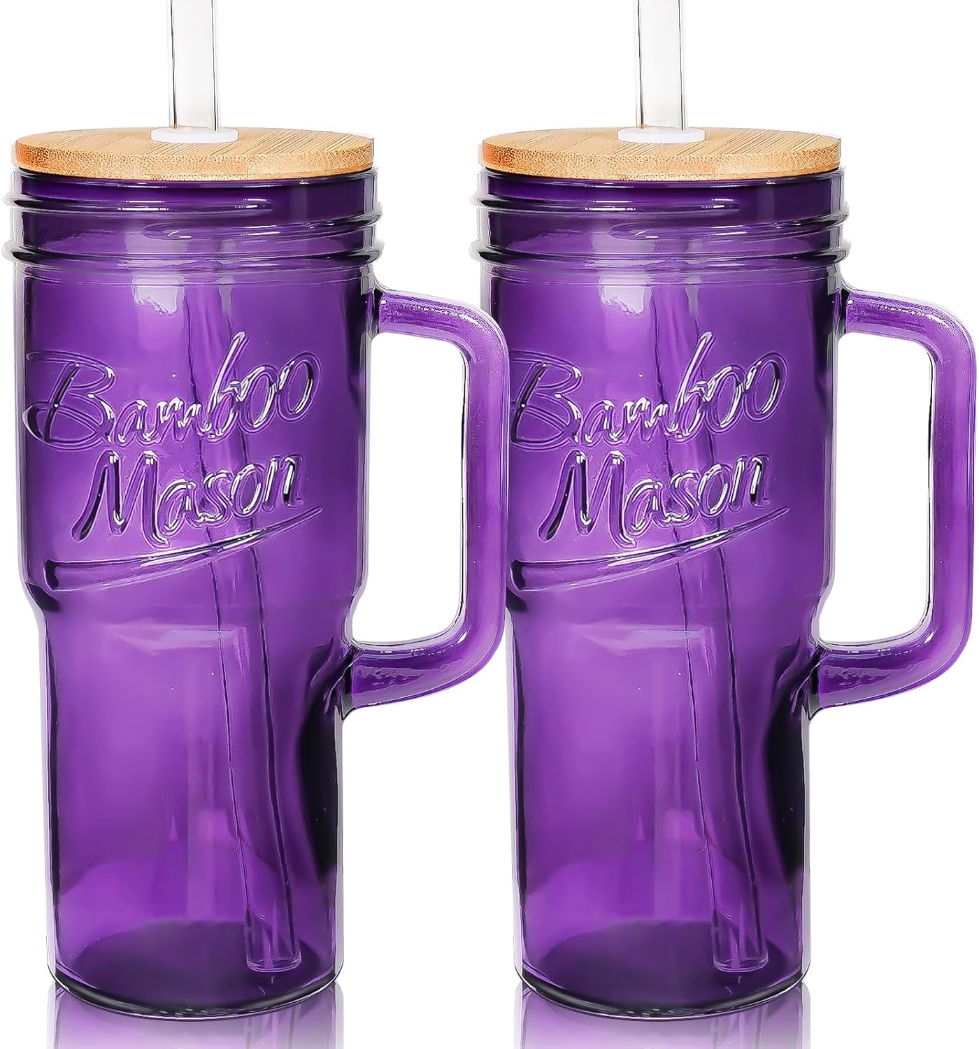 Amazon.com: ANOTION Glass Cups with Handle, 24oz Glass Cups with Lids and Straws Travel Coffee ...