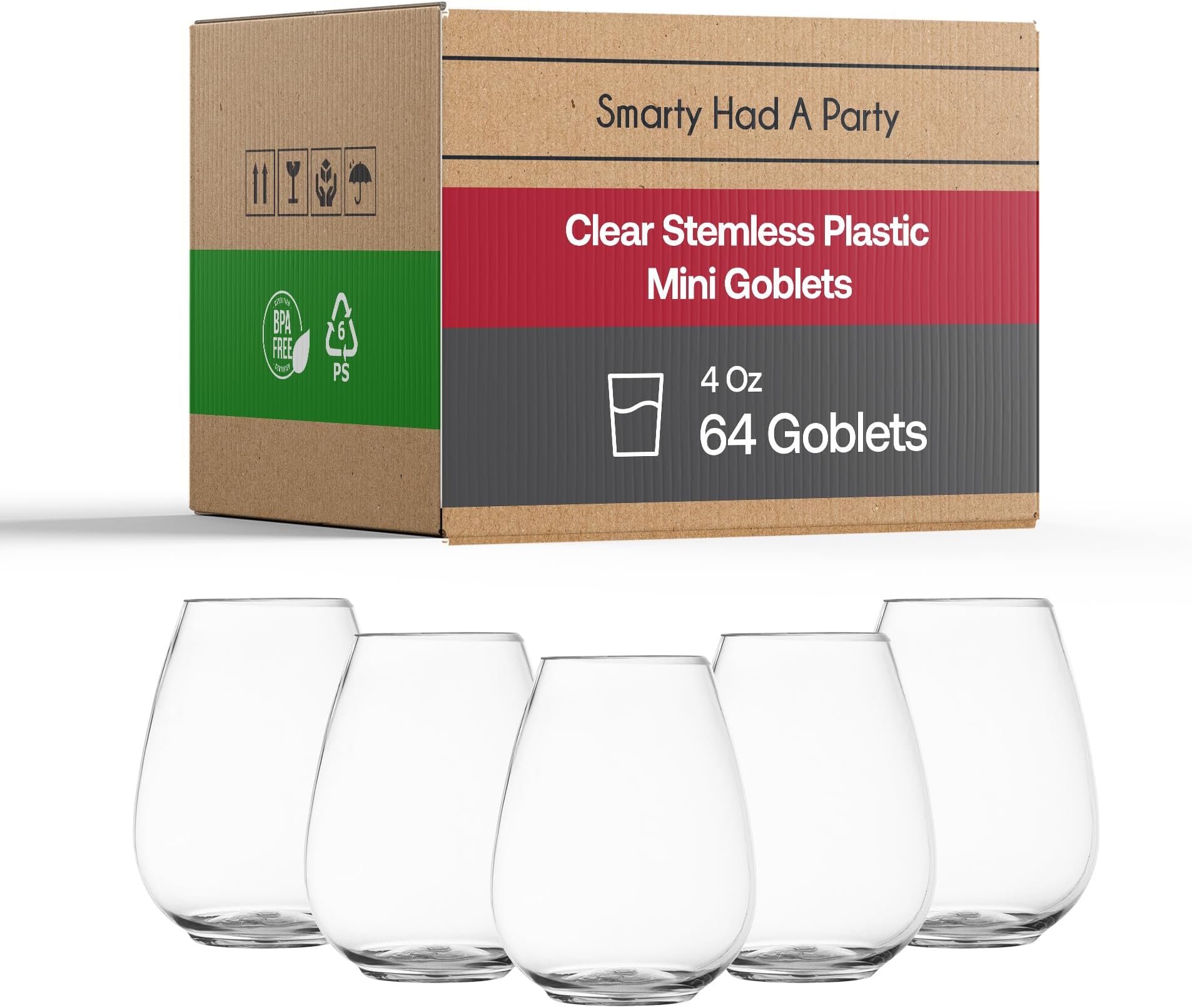 Amazon.com: CMJJ 30-Pack 5 oz Stemless Mini Plastic Wine Glasses ...