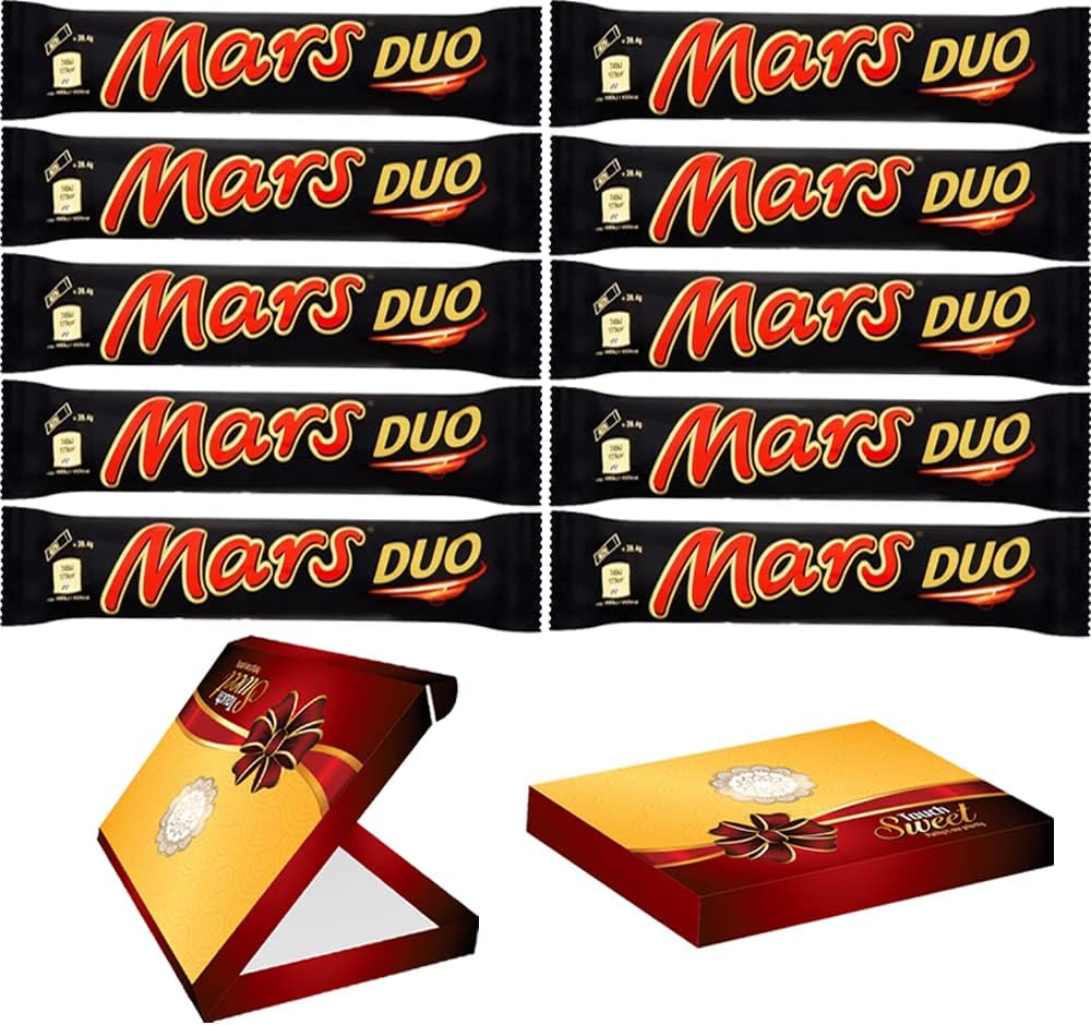 Mars Duo Caramel Nougat & Milk Chocolate Snack Bar With Gift Box 10 x ...