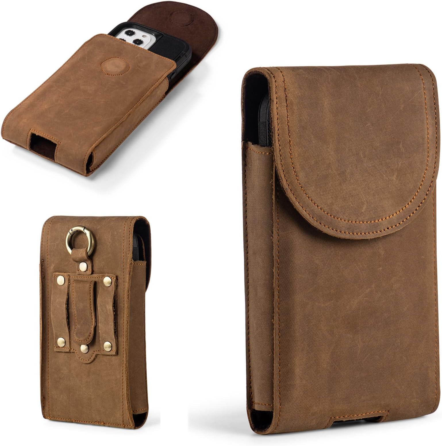 Amazon.com: Ranboo Leather Cell Phone Belt Pouch Fits for iPhone 15 14 ...