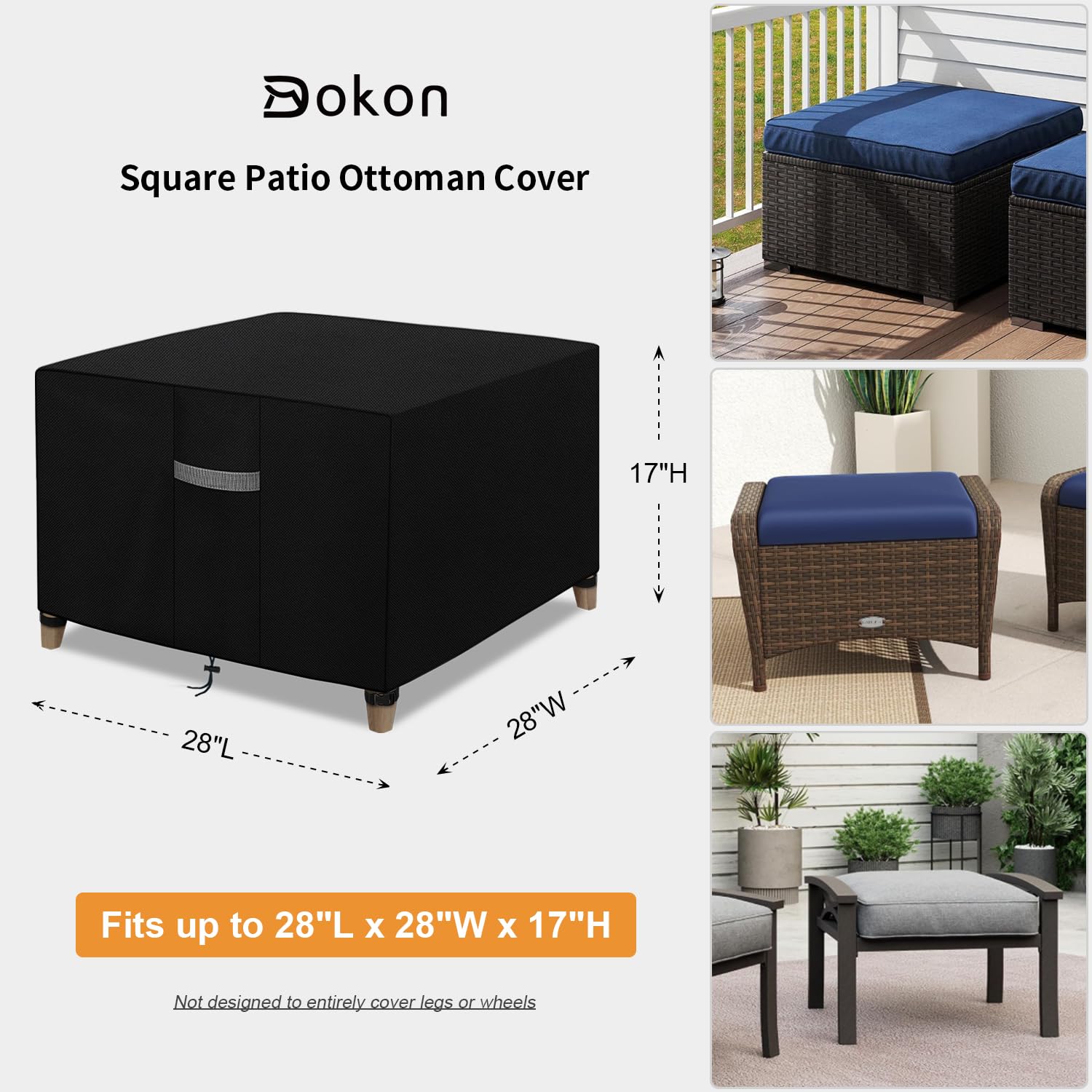 Snapklik.com : Dokon Patio Ottoman Covers Waterproof Outdoor Side Table ...