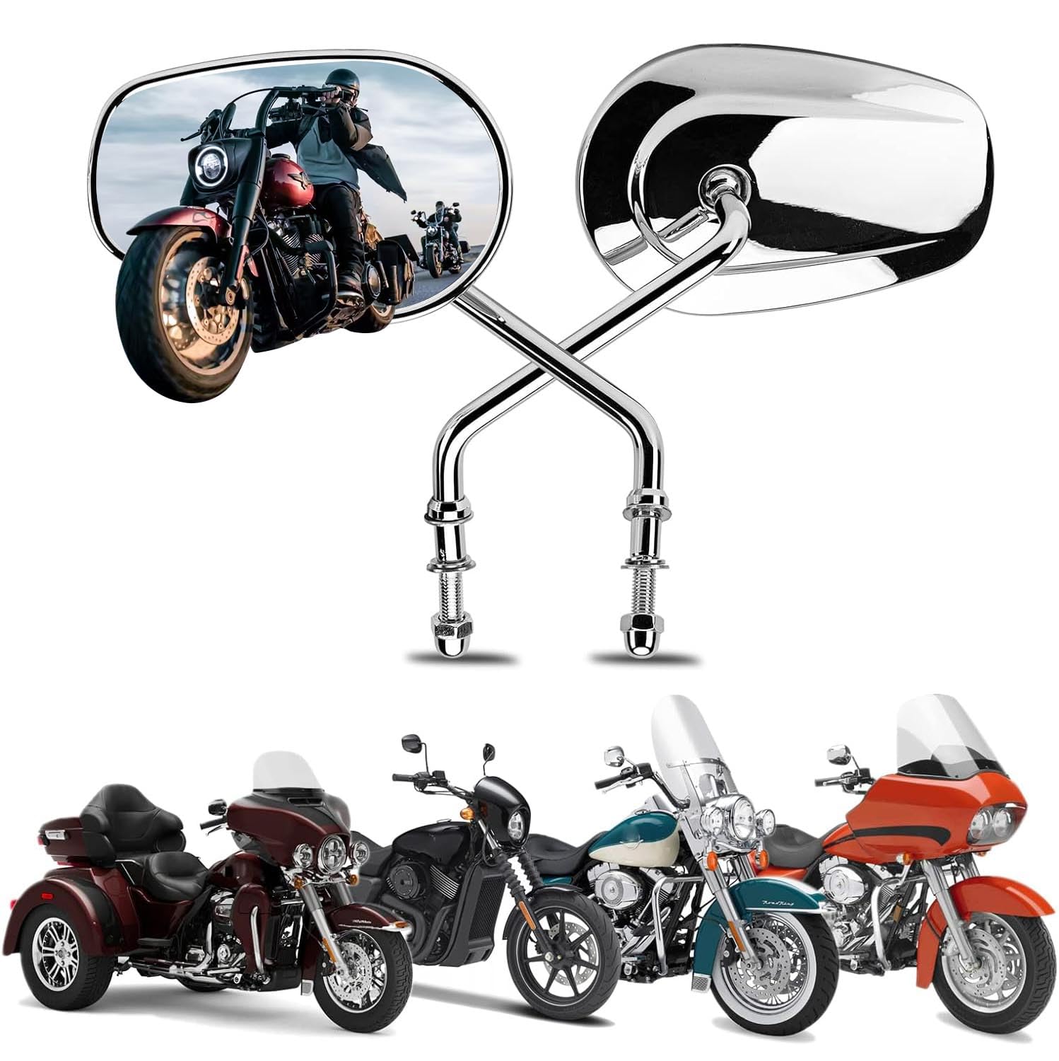 Amazon.com: Motobiker Motorcycle Mirrors Compatible with Harley ...