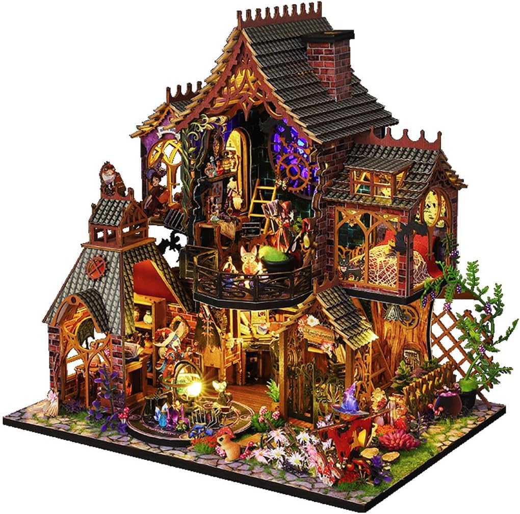 UINOFER DIY Miniature Building Kit - Model Houses with Furniture, Craft ...