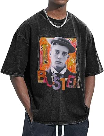 T-Shirt Men Graphic Tees Buster BSE15 Keaton Shirts Funny Letter Print ...