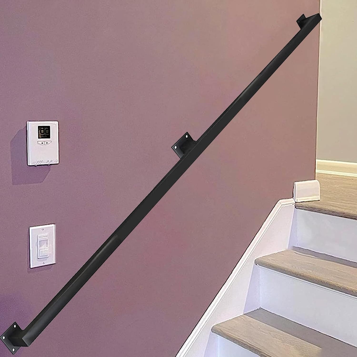 Amazon.com: Black Square Modern Stair Handrail Grab Bar Kit, 1ft-20ft ...