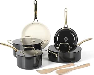Martha Stewart Galway Premium Nonstick PFA Free Ceramic Interior 10 Piece Heavy Gauge Enamel ...