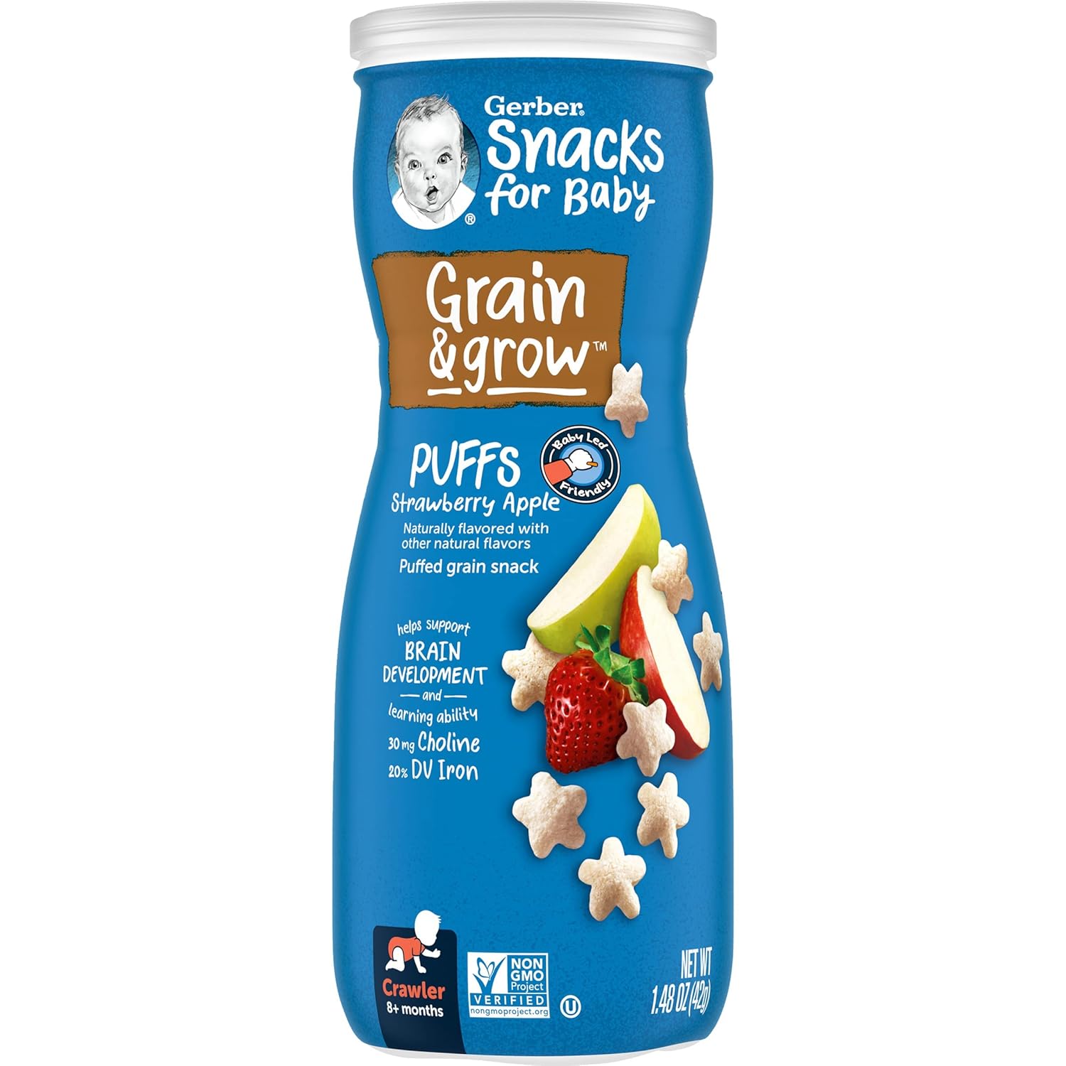 Amazon.com: Gerber Baby Snacks, Baby Food, Puffs, Strawberry Apple, 1. ...