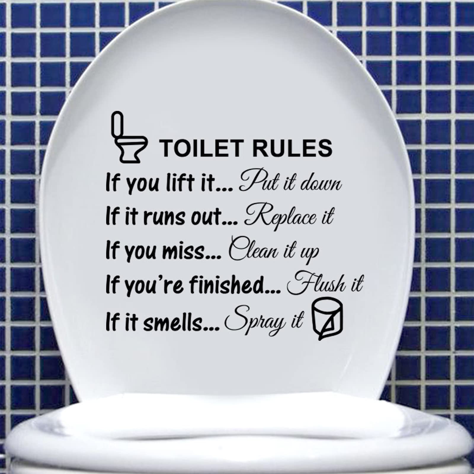 3 sets of Toilet Rules Wall Quotes Stickers, Bathroom Washroom Decals ...