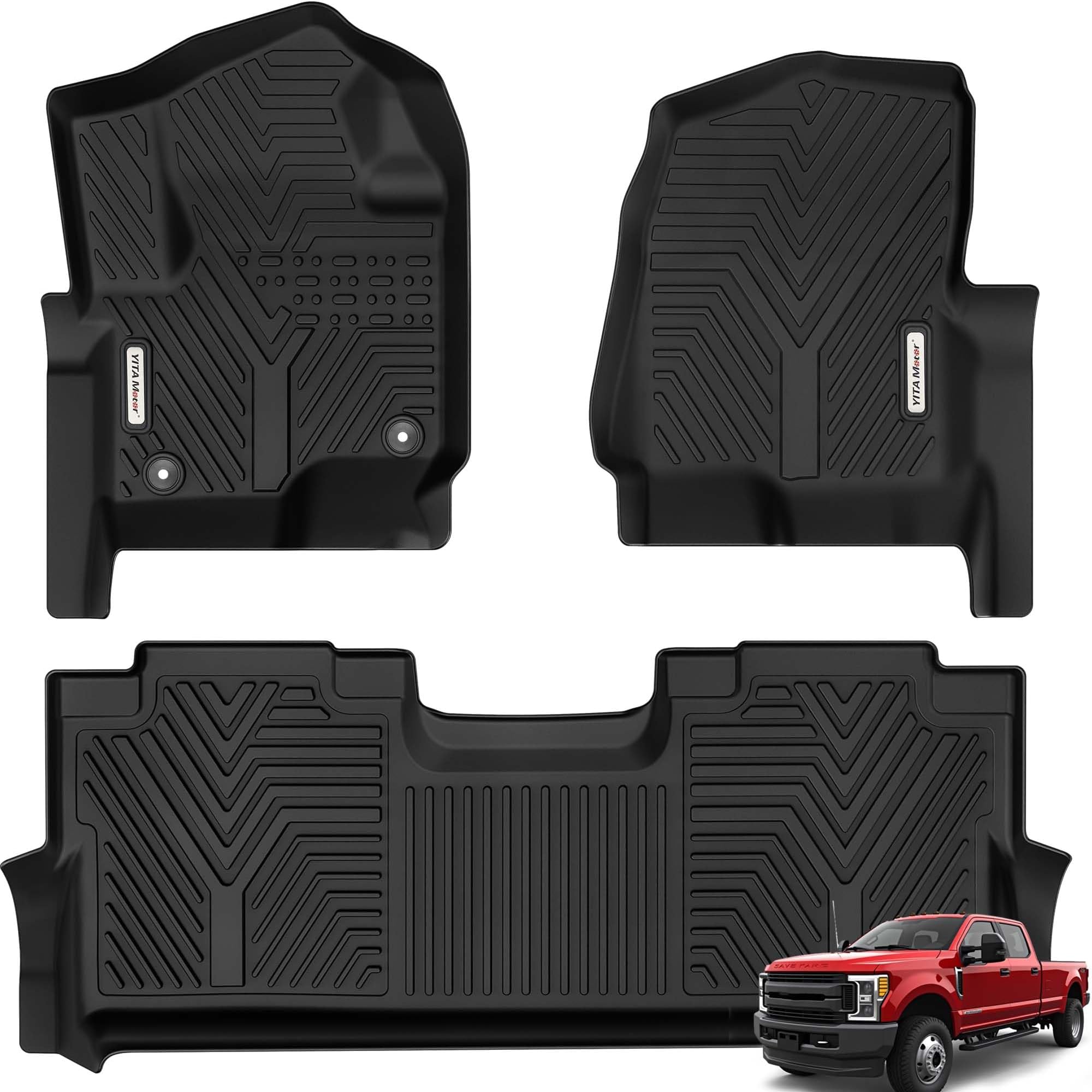 Amazon.com: Floor mats for F250 F350 F450 Crew Cab 2017-2024, Floor ...